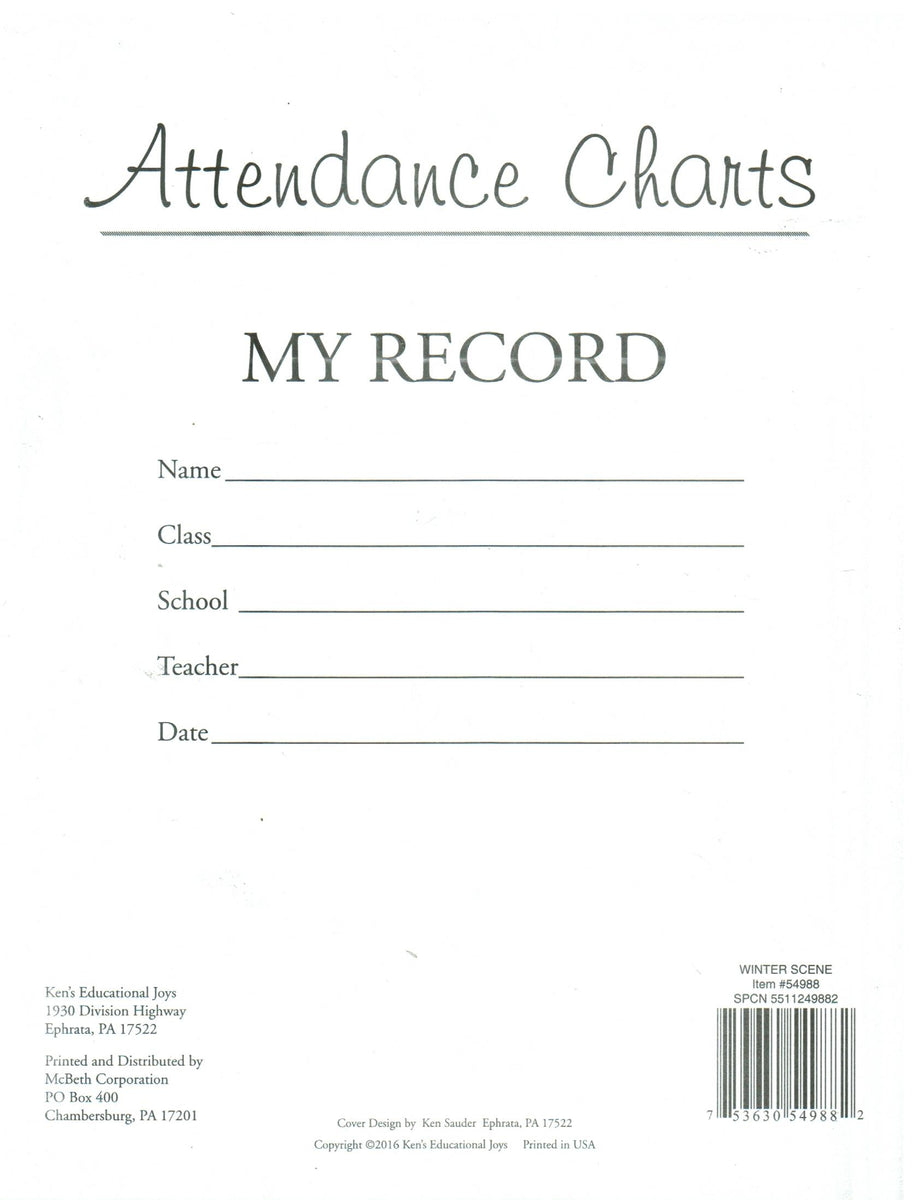 55026 - ATTENDANCE CHART - BUTTERFLIES AND FLOWERS – McBeth Corporation